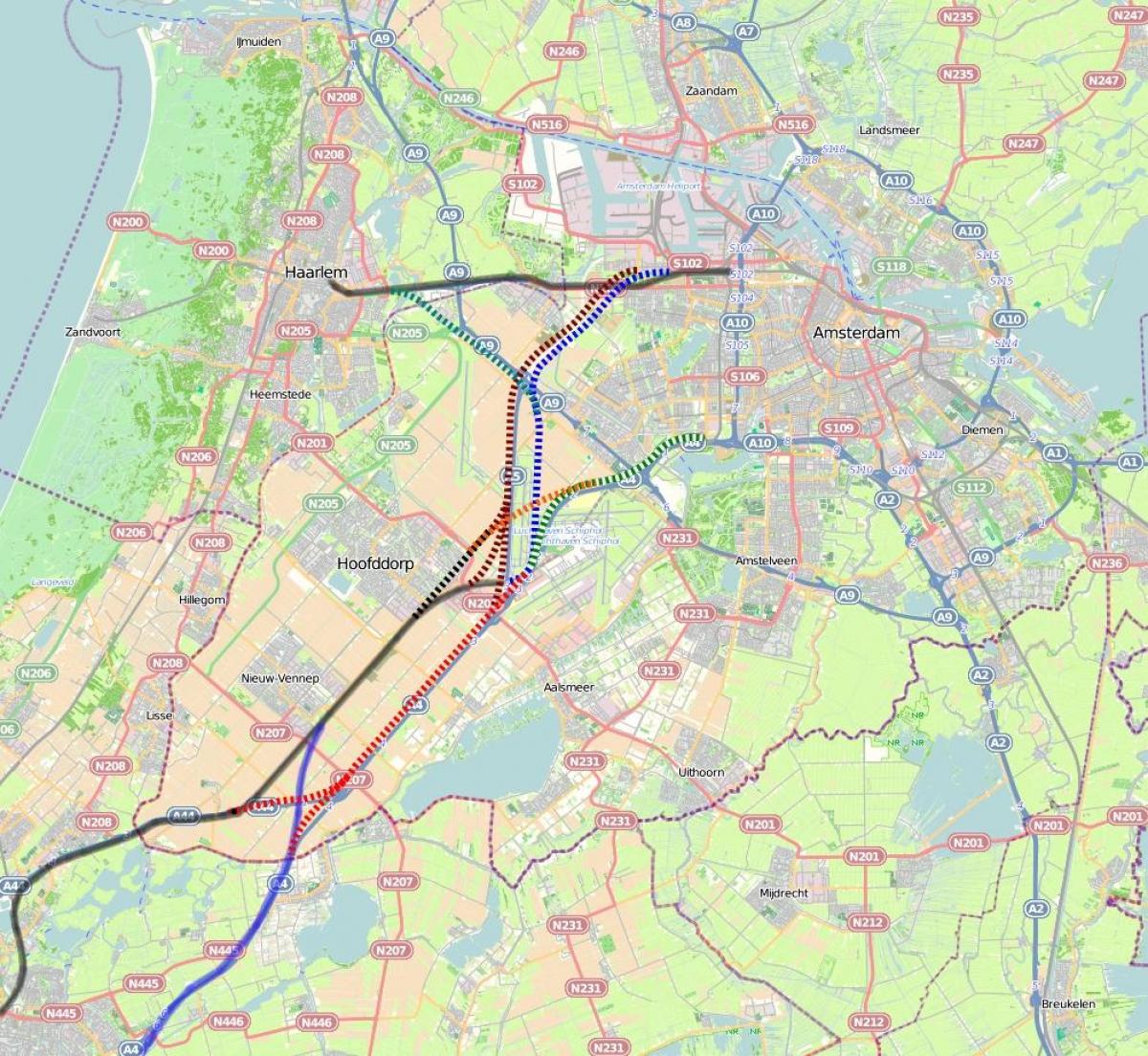 Schiphol route map - Map of schiphol route (Netherlands)
